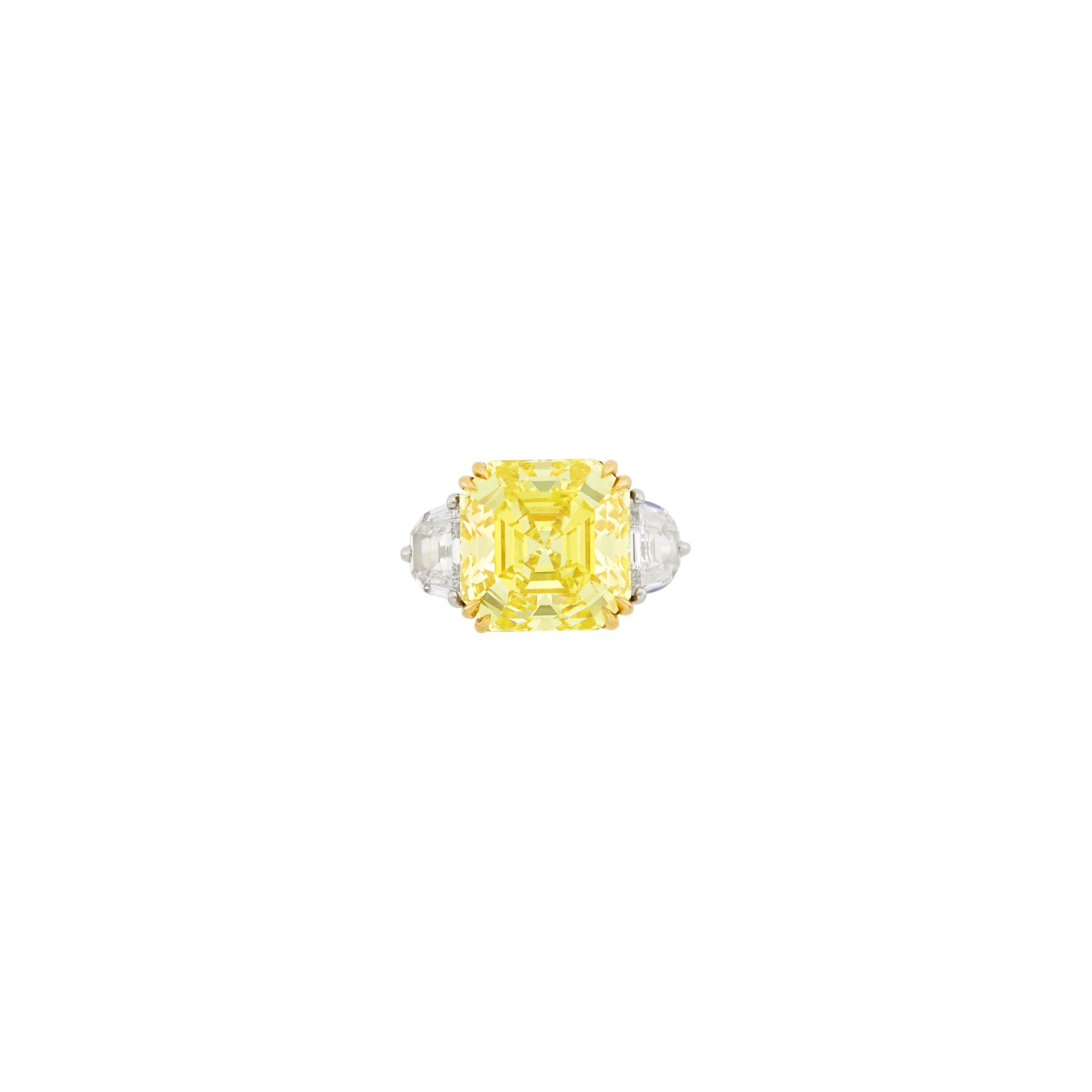 Lot 309 - Platinum, Gold, Fancy Intense Yellow Diamond