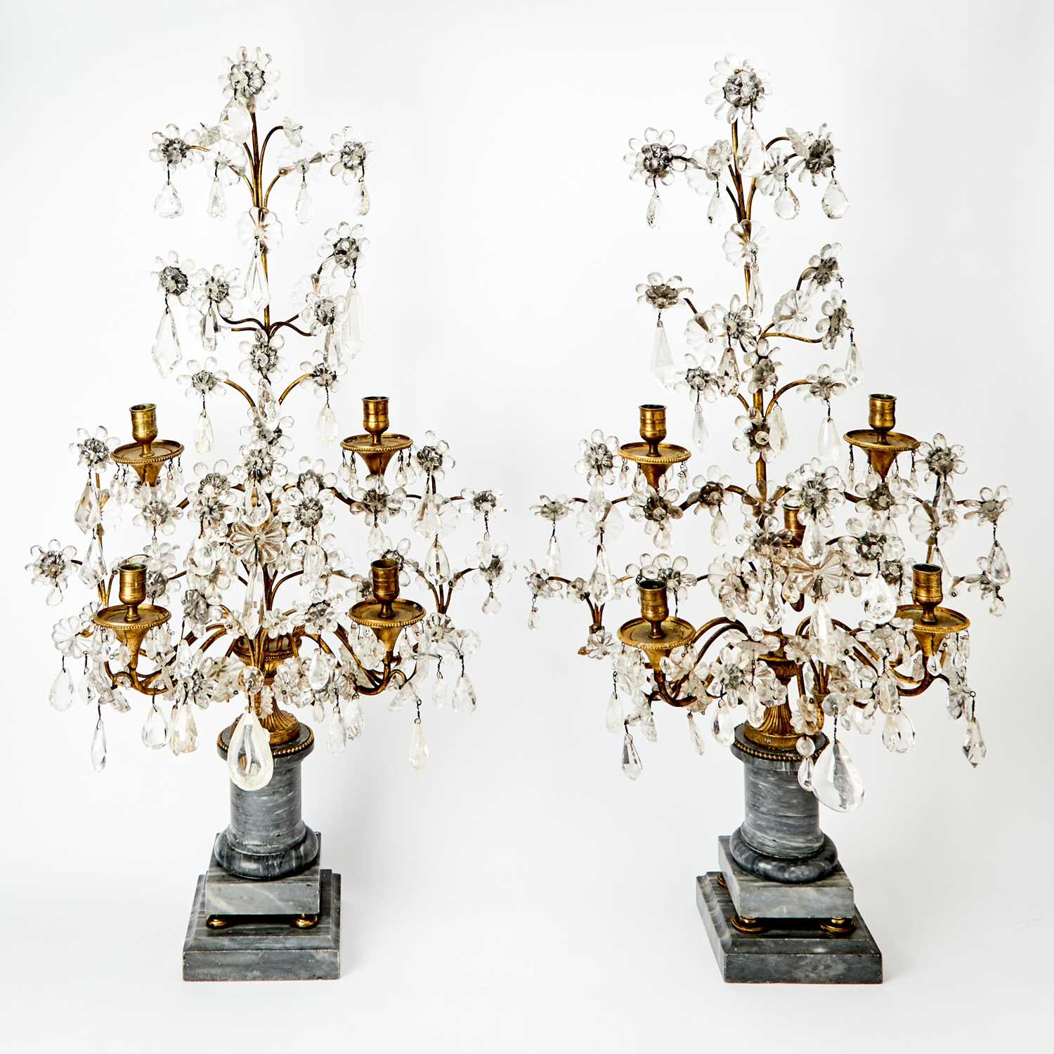 Lot 616 - Pair of Louis XVI Style Brass, Glass, Rock