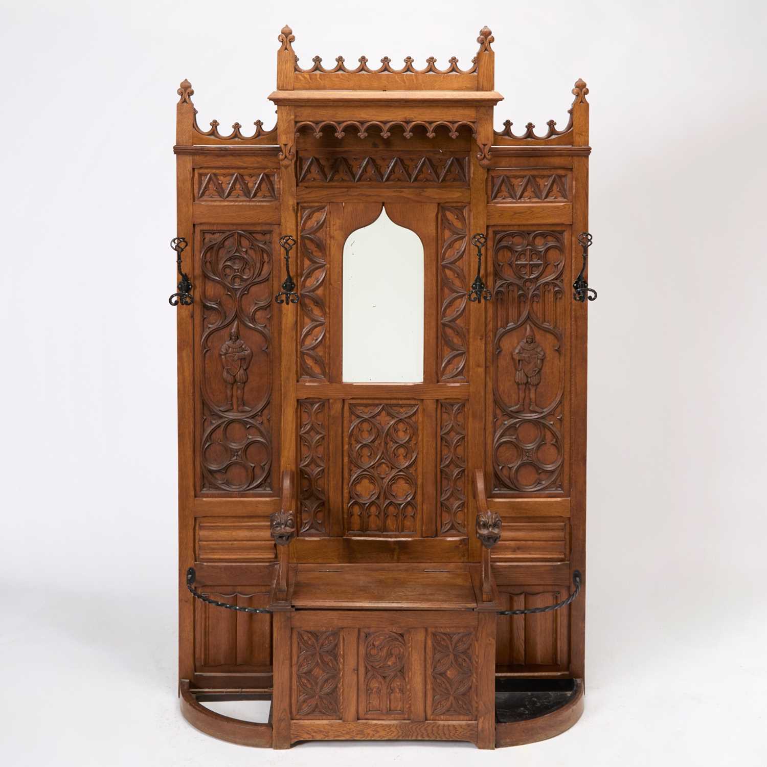 Lot 192 - Gothic Revival Hall Tree Throne Chair Bench