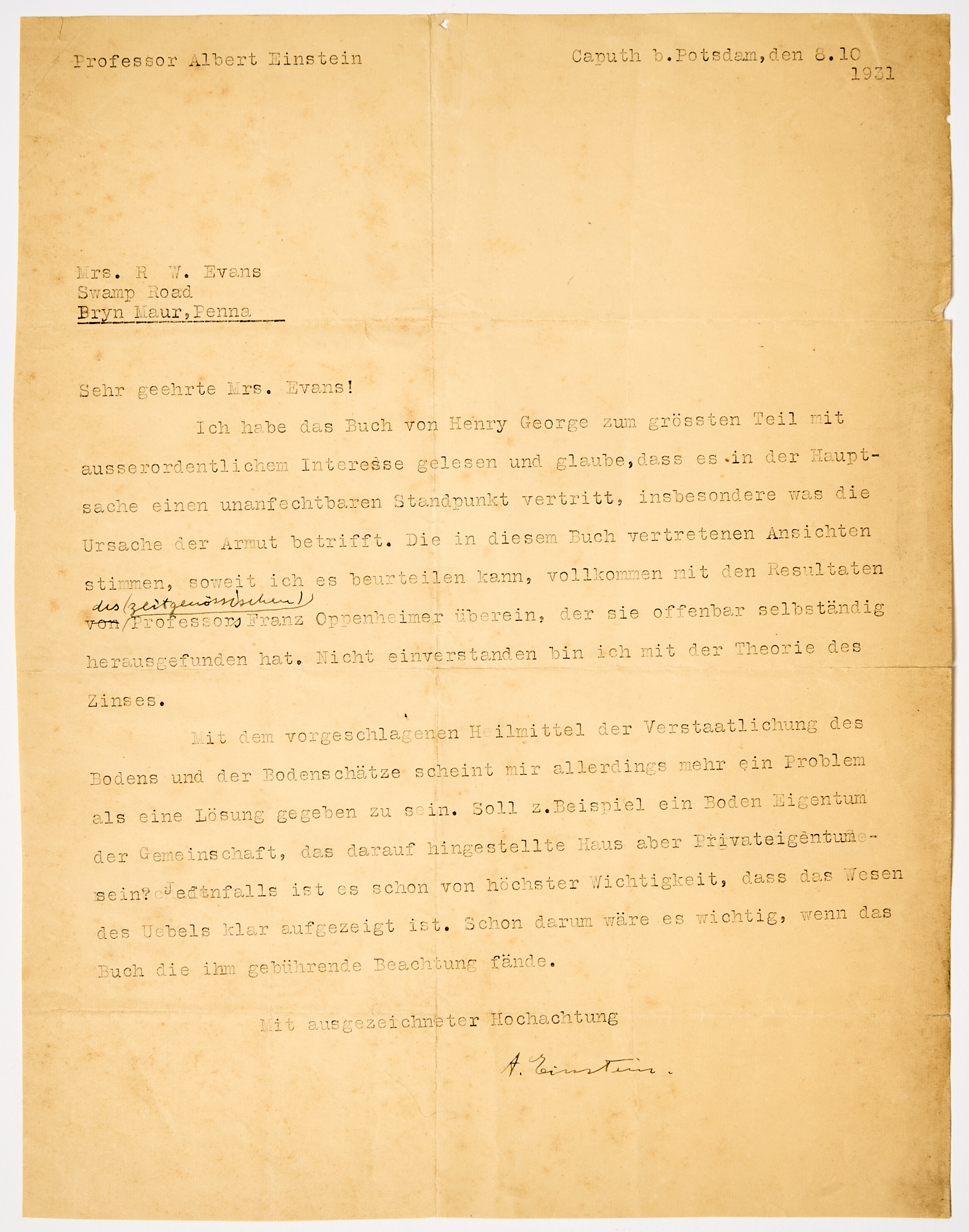 Lot 51 - A remarkable letter by Einstein on the