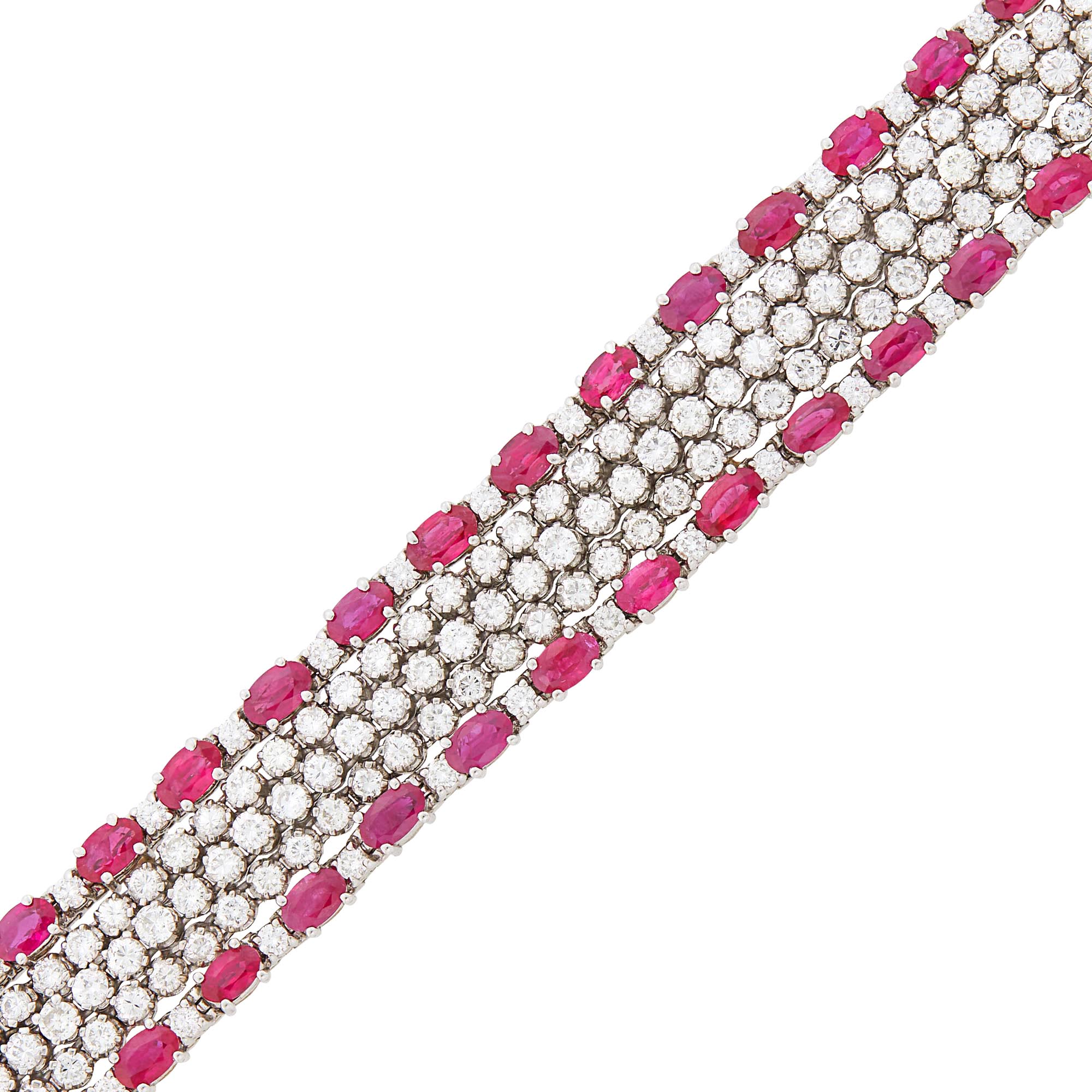 Lot 171 - White Gold, Diamond and Ruby Bracelet